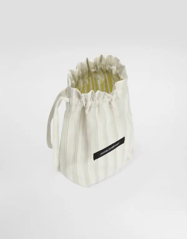 Dolce & Gabbana Striped Poplin Crossbody Bag Shoppers