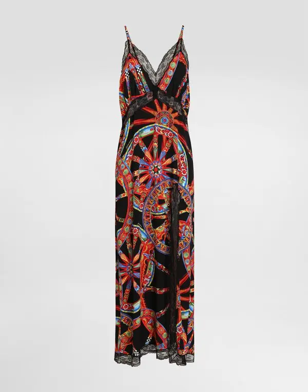 Dolce & Gabbana Carretto-print Charmeuse Slip Dress Dresses - Multicolor
