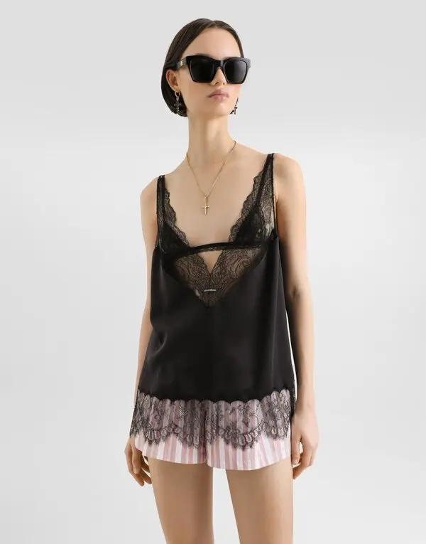 Dolce & Gabbana Silk Satin Top Shirts And Tops Silk - Black