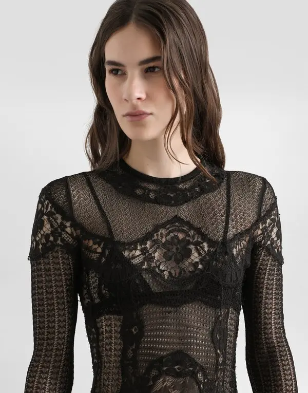 Dolce & Gabbana Knitted Dress With Lace Dresses