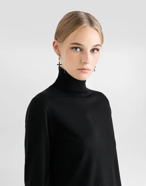 Dolce & Gabbana Wool Turtleneck Sweater With Dg Logo Embroidery