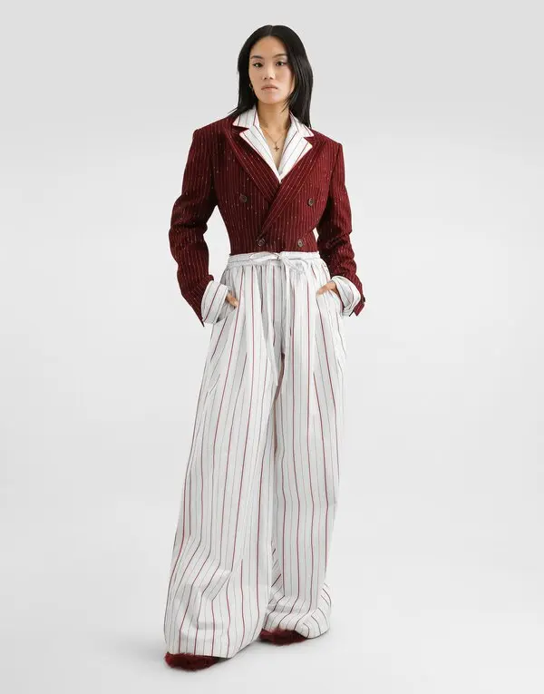 Dolce & Gabbana Double-breasted Pinstriped Taormina Jacket Blazers Multi-colored