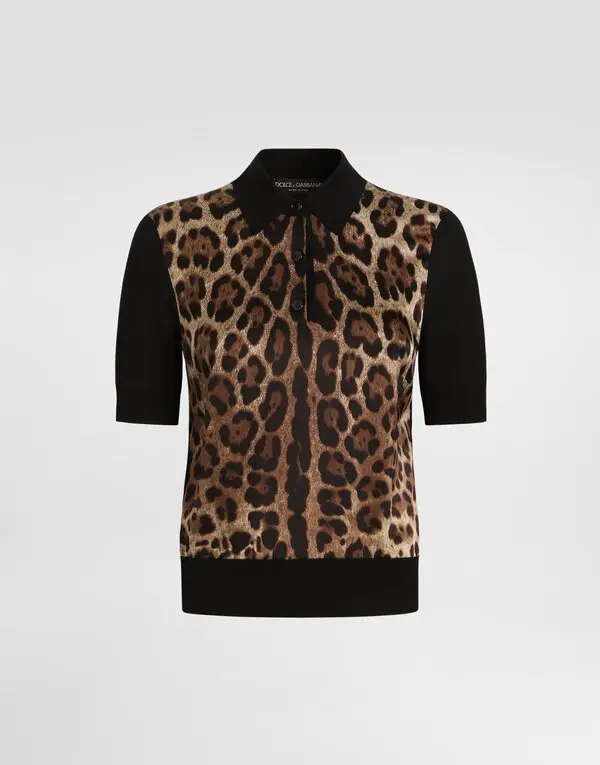 Dolce & Gabbana Leo- Wool Polo Pullover T-shirts And Sweatshirts Animal - Print
