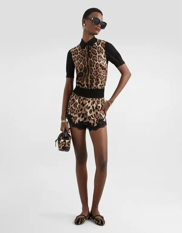 Dolce & Gabbana Leo- Wool Polo Pullover T-shirts And Sweatshirts Animal - Print