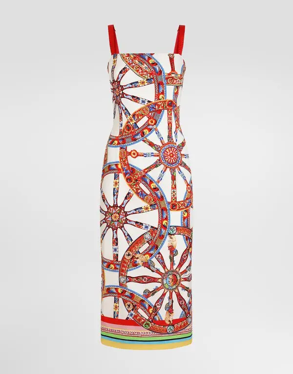 Dolce & Gabbana Carretto-print Charmeuse Dress Dresses Multi-colored - Multicolor