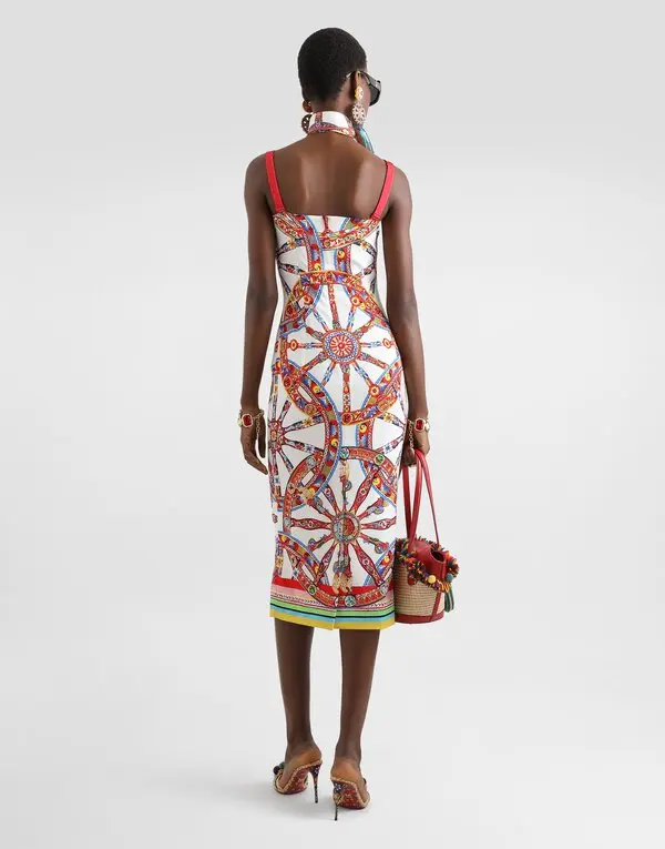 Dolce & Gabbana Carretto-print Charmeuse Dress Dresses Multi-colored