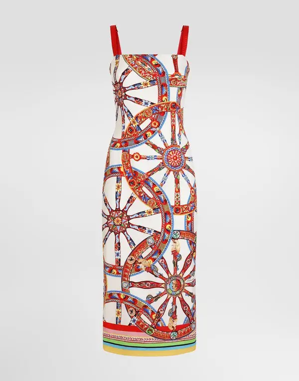 Dolce & Gabbana Carretto-print Charmeuse Dress Dresses Multi-colored - Multicolor