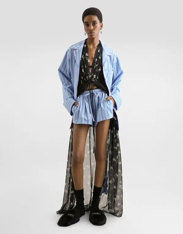 Dolce & Gabbana Violets-print Chiffon Robe Dress Dresses