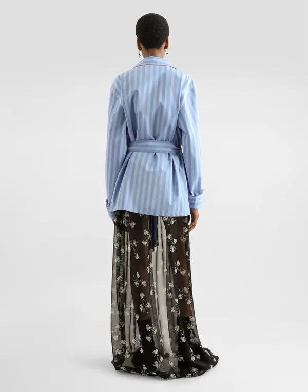 Dolce & Gabbana Violets-print Chiffon Robe Dress Dresses