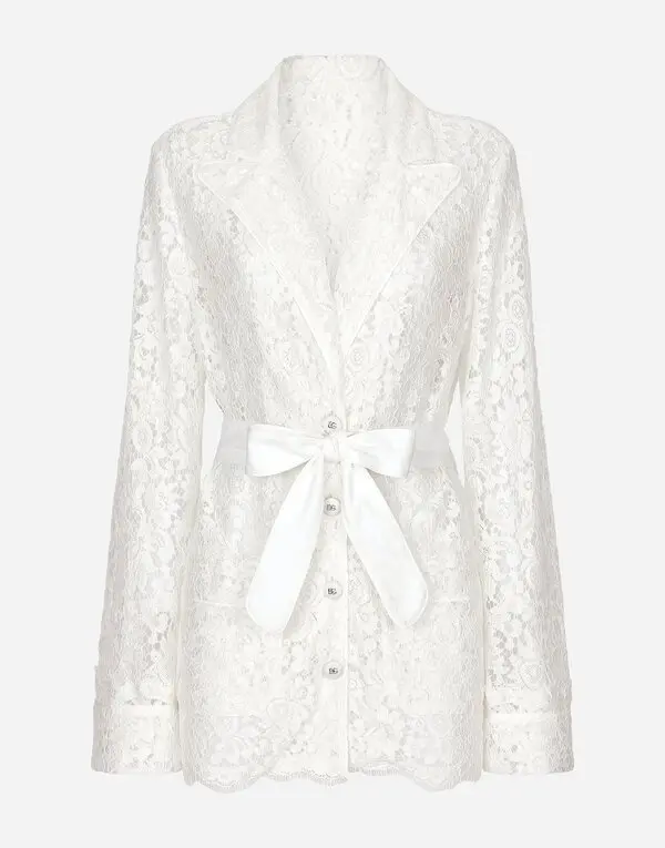 Dolce & Gabbana Floral Cordonetto Lace Pajama Shirt Shirts And Tops - White