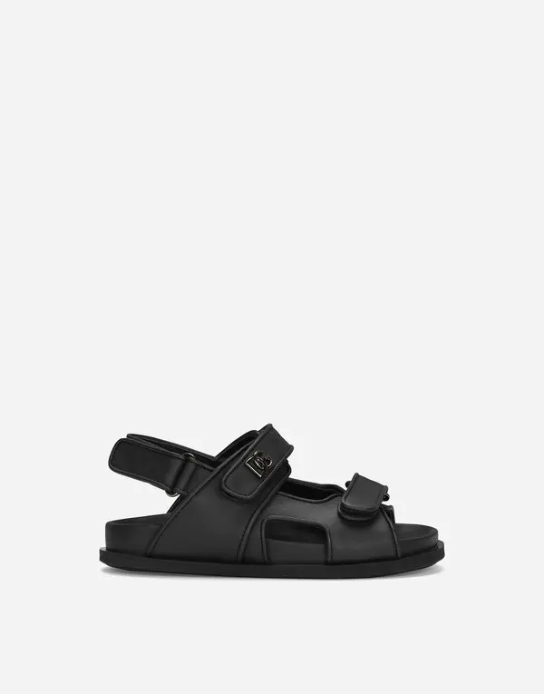 Dolce & Gabbana Calfskin Leather Sandal With Dg Logo
