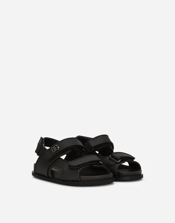 Dolce & Gabbana Calfskin Leather Sandal With Dg Logo