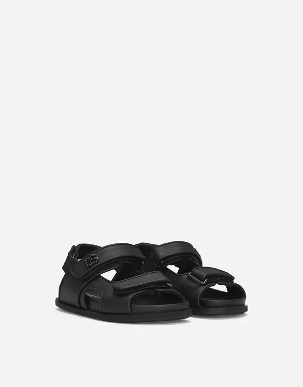 Dolce & Gabbana Calfskin Leather Sandal With Dg Logo