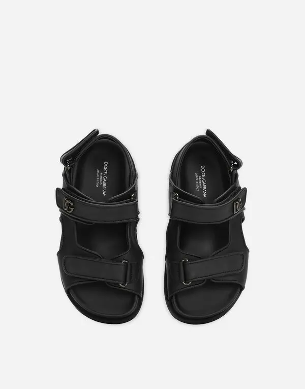 Dolce & Gabbana Calfskin Leather Sandal With Dg Logo