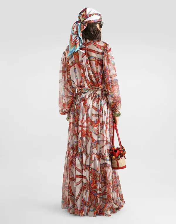 Dolce & Gabbana Carretto-print Chiffon Top - Multicolor
