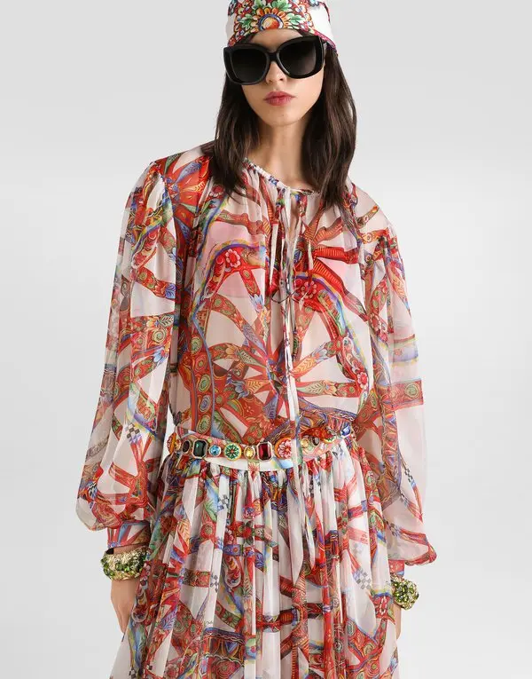 Dolce & Gabbana Carretto-print Chiffon Top - Multicolor
