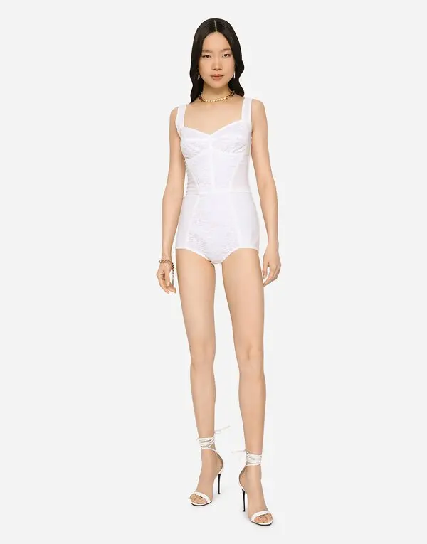 Dolce & Gabbana Corset Bodysuit Shirts And Tops Satin - White