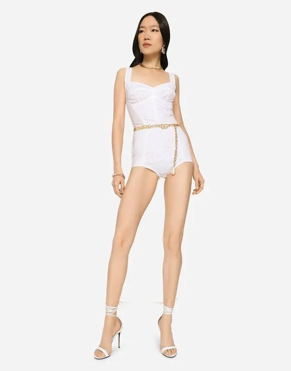Dolce & Gabbana Corset Bodysuit Shirts And Tops Satin - White