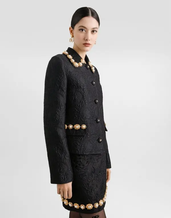 Dolce & Gabbana Peony-motif Brocade Jacket Coats And Jackets