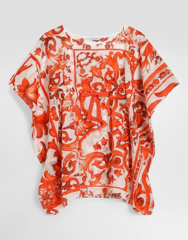 Dolce & Gabbana Majolica-print Batiste Kaftan Dresses - Multicolor