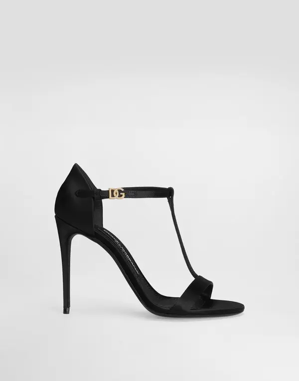 Dolce & Gabbana Satin T-bar Sandals Sandals And Wedges Viscose - Black