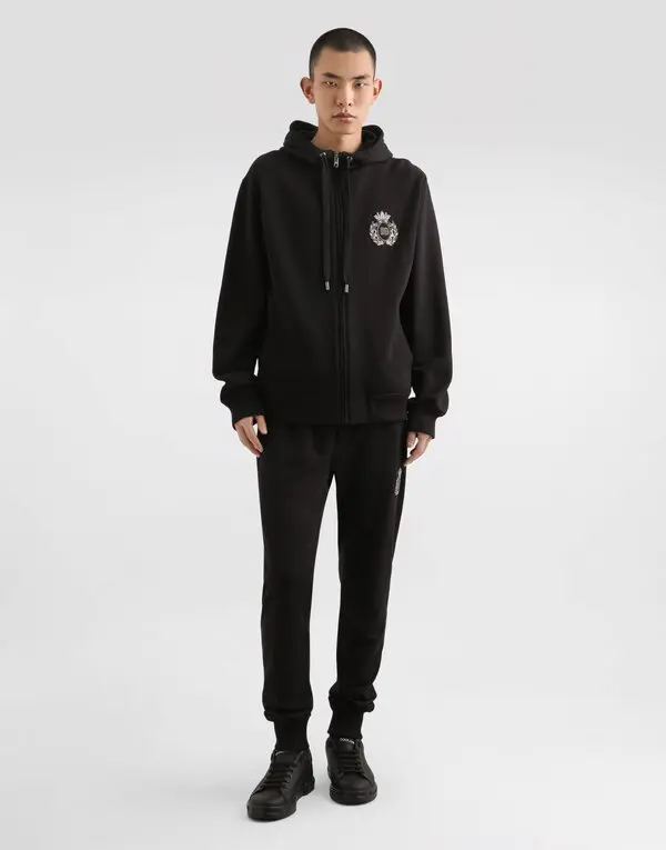 Dolce & Gabbana Cotton Hoodie Heraldic Patch Sweatshirts