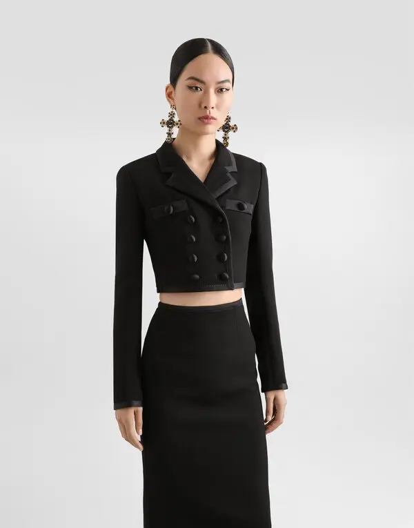 Dolce & Gabbana Short Double-breasted Wool Crepe Jacket Coats And Jackets