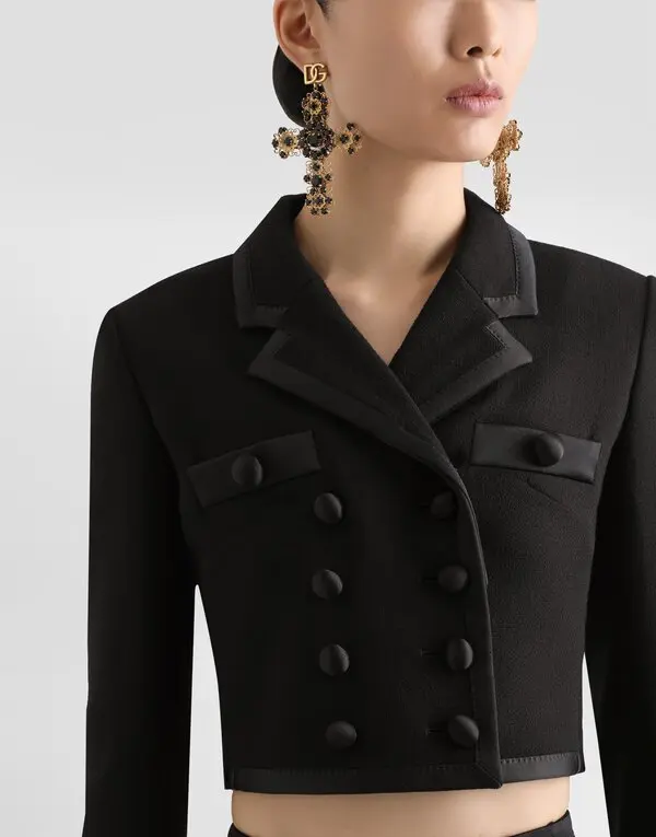 Dolce & Gabbana Short Double-breasted Wool Crepe Jacket Coats And Jackets