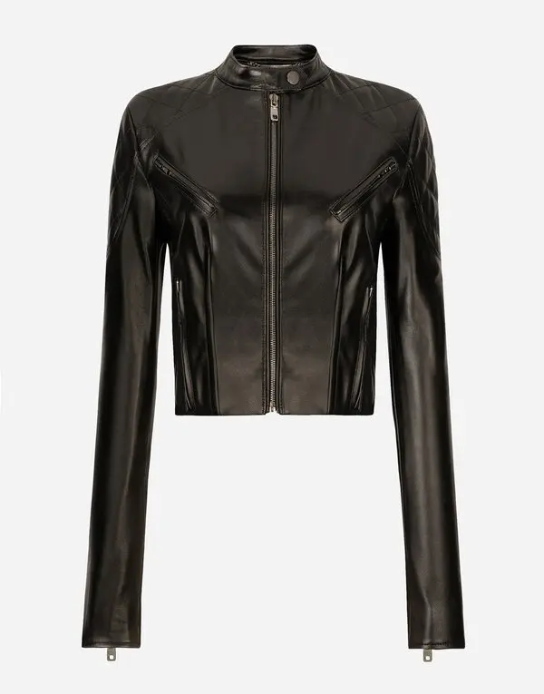Dolce & Gabbana Short Leather Biker Jacket Coats And Jackets Leather