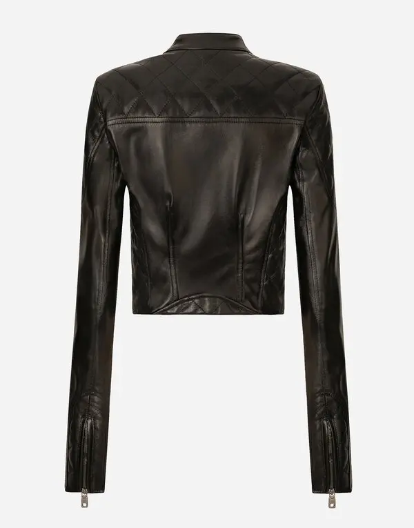Dolce & Gabbana Short Leather Biker Jacket Coats And Jackets Leather
