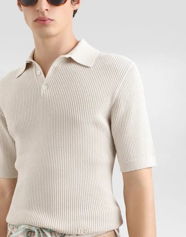 Dolce & Gabbana Micro-rib Cotton Polo Shirt Sweaters And Cardigans