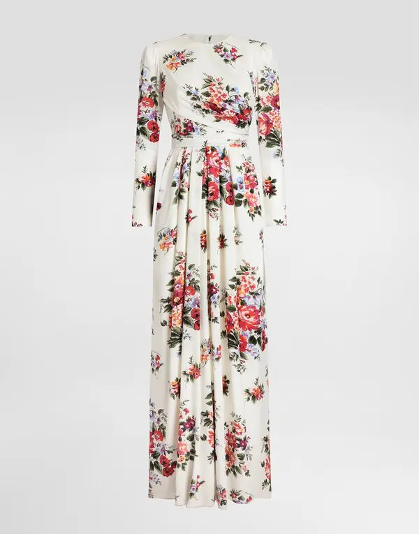 Dolce & Gabbana Flower Bouquet-print Charmeuse Dress Dresses - Multicolor