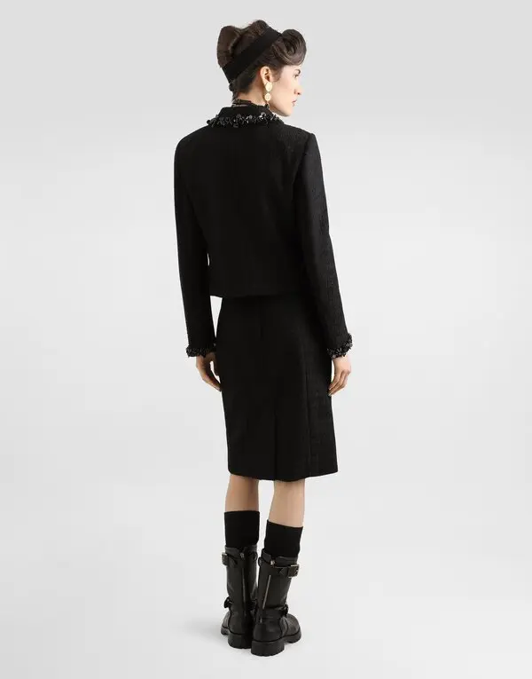 Dolce & Gabbana Short Jacket In Stretch Mat Blazers
