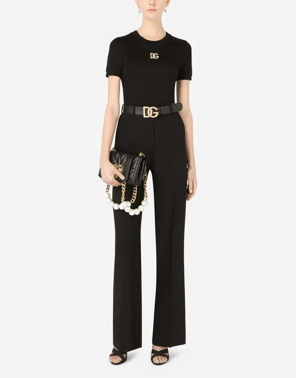 Dolce & Gabbana Leather Belt With Embellished Dg Logo