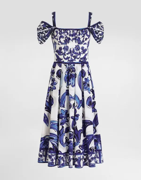 Dolce & Gabbana Dg Exclusive Majolica- Short Poplin Dress Dresses - Print