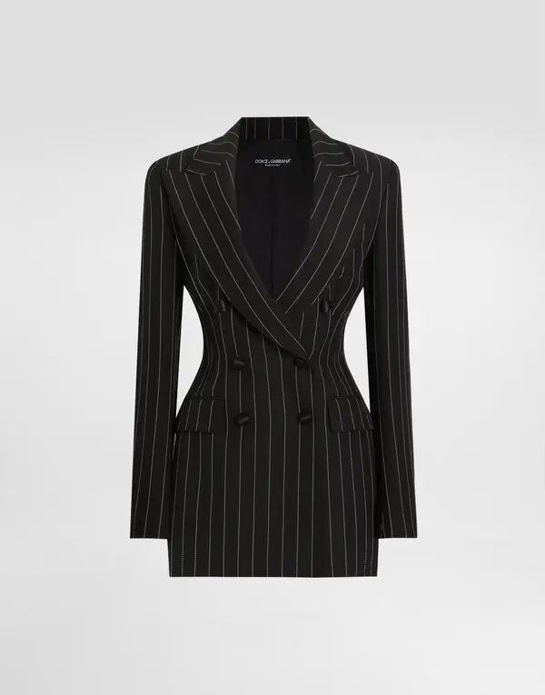 Dolce & Gabbana Double-breasted Pinstripe Wool Jacket Blazers