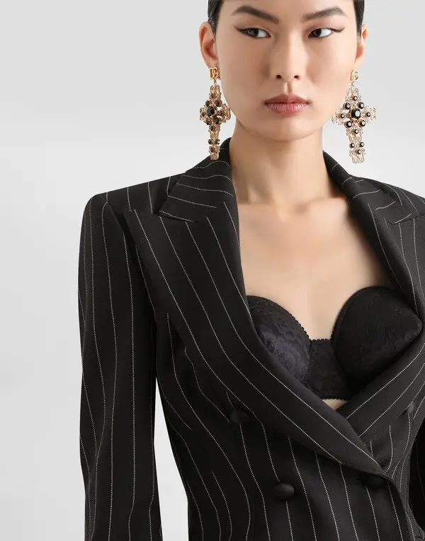 Dolce & Gabbana Double-breasted Pinstripe Wool Jacket Blazers