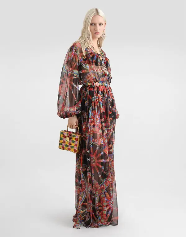Dolce & Gabbana Carretto-print Chiffon Long Dress