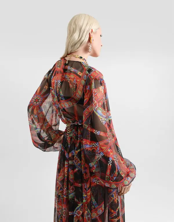 Dolce & Gabbana Carretto-print Chiffon Long Dress