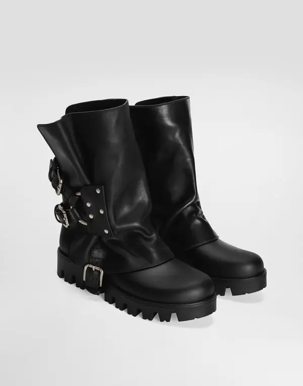 Dolce & Gabbana Rubber And Calfskin Ankle Boots Boots And Booties