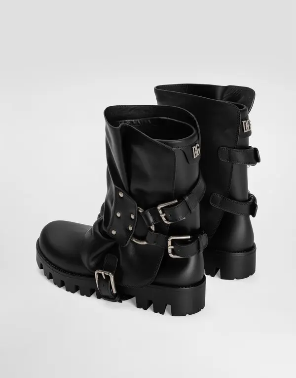 Dolce & Gabbana Rubber And Calfskin Ankle Boots Boots And Booties