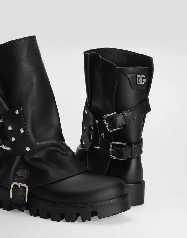 Dolce & Gabbana Rubber And Calfskin Ankle Boots Boots And Booties