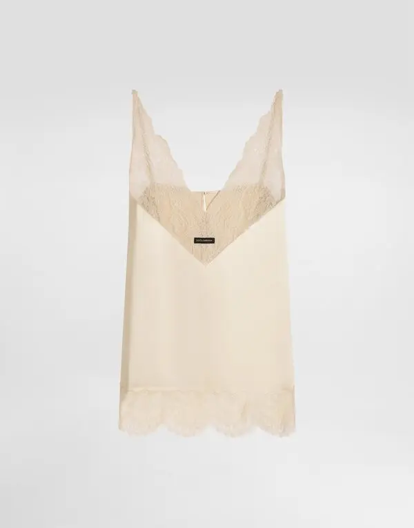 Dolce & Gabbana Silk Satin Top Shirts And Tops Silk - Beige