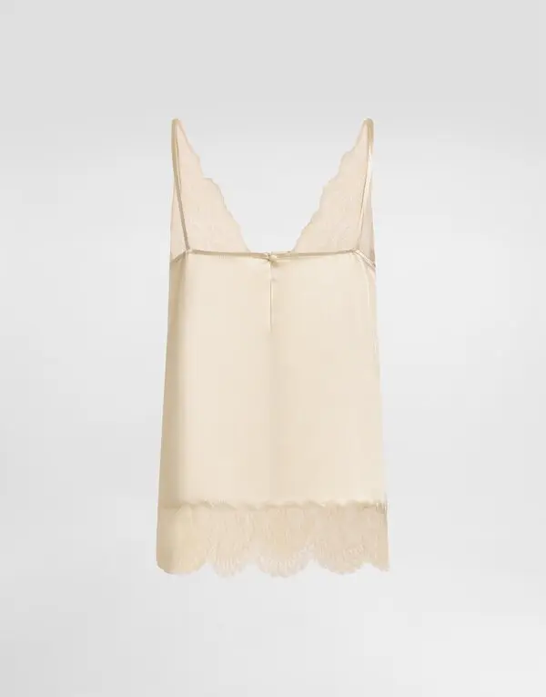 Dolce & Gabbana Silk Satin Top Shirts And Tops Silk - Beige