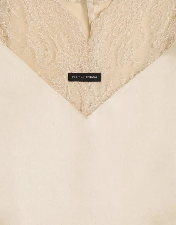 Dolce & Gabbana Silk Satin Top Shirts And Tops Silk - Beige