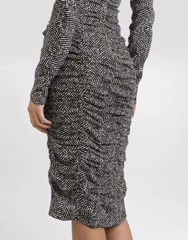 Dolce & Gabbana Chevron Print Cady Midi Dress Dresses