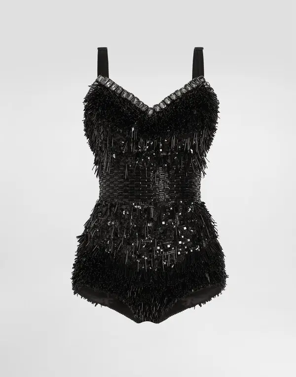 Dolce & Gabbana Sequined And Micro-beaded Bodysuit Shirts And Tops - Multicolor