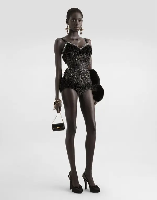 Dolce & Gabbana Sequined And Micro-beaded Bodysuit Shirts And Tops