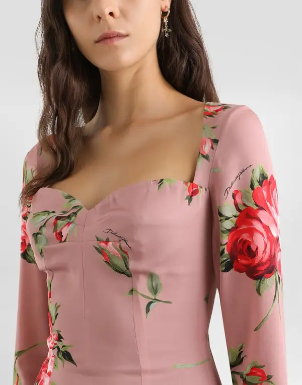 Dolce & Gabbana Rose Bouquet-print Sheath Dress