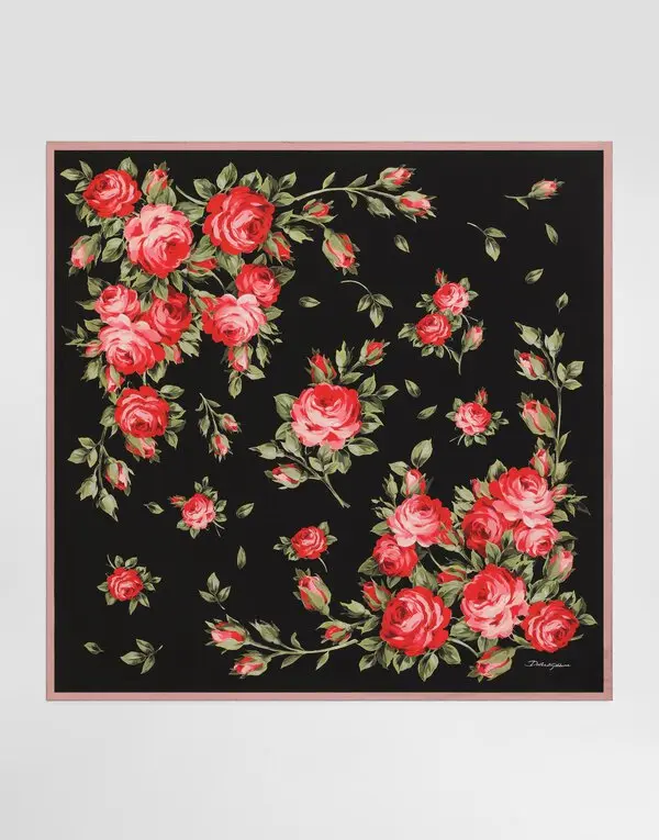 Dolce & Gabbana Rose Bouquet-print Silk Twill Scarf 90x90 Scarves And Silks - Multicolor